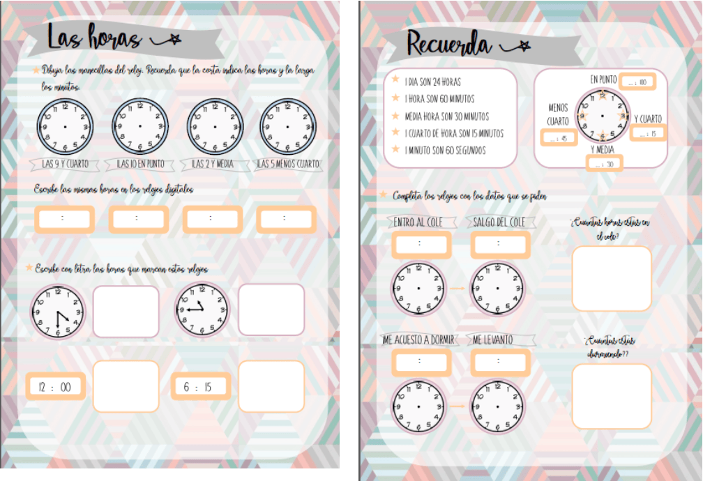 Las horas - Una Pizca de Educación | Familia · Maestros · Niños